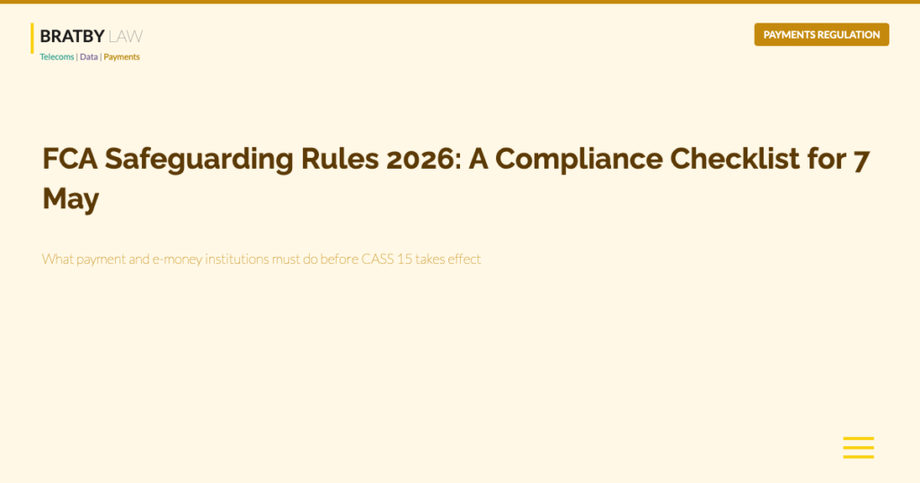 FCA Safeguarding Rules 2026 | Compliance Checklist | Bratby Law